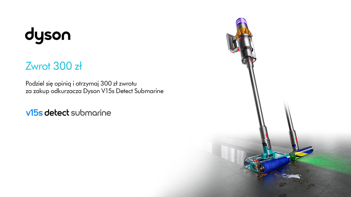 Zwrot 300 zł za zakup odkurzacza Dyson V15s Detect™ Submarine | LoveAir.pl